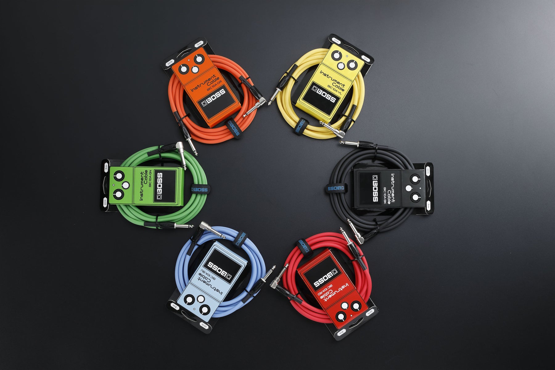 Boss BIC-10A-BK Instrument Cable, 10ft/3m, Angled/Straight 1/4" Jack, – Roland Store London